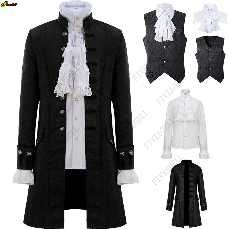 Renaissance Medieval Steampunk MenTrench Coat/ Shirt Vintage Prince ...