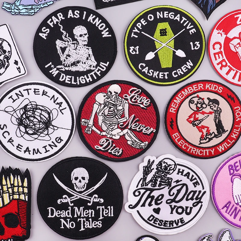 Punk-Patch-Skull-Embroidered-Patches-On-Clothes-Jackets-Backpack-Sewing ...
