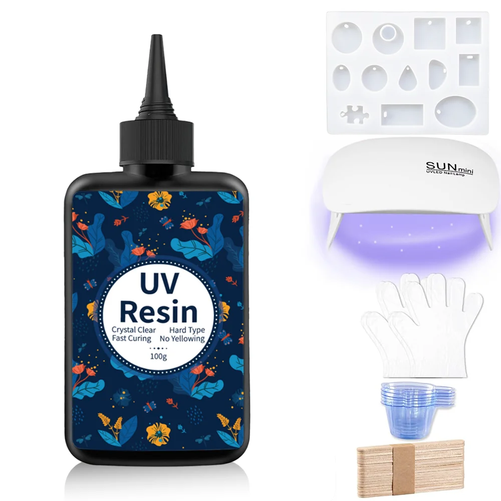 200g UV Resin Kit with Light (100g x 2 Bottles) - Crystal Clear Solar ...