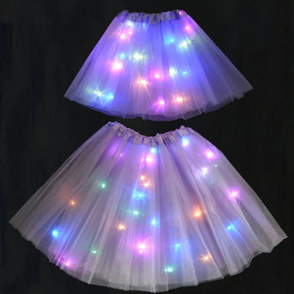 LED Skirt Neon Light Up Tutu Stage Dancing Glow Birthday Party Gift ...