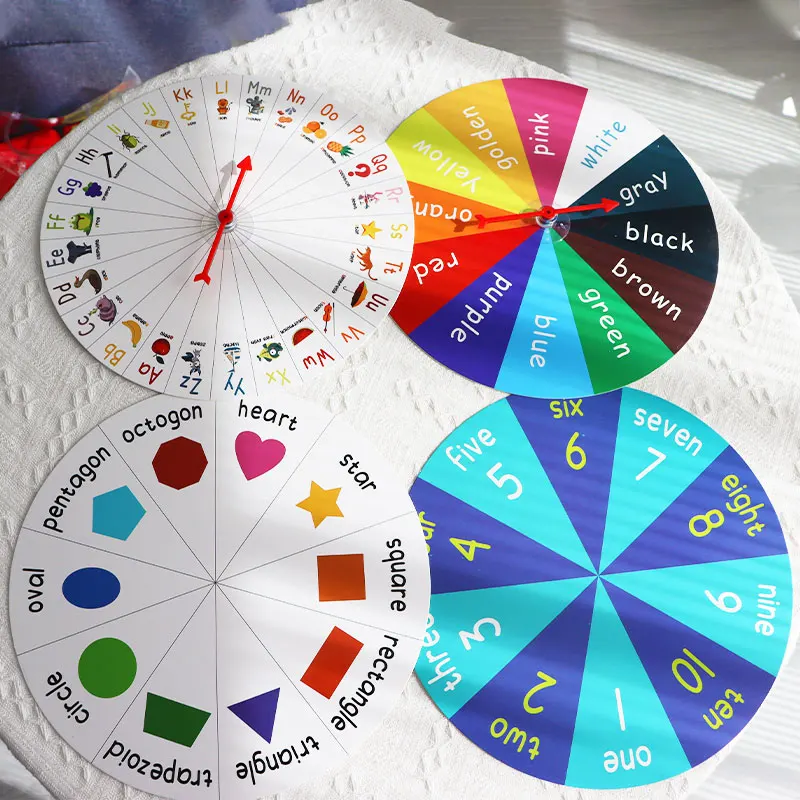 4Pcs-Set-Roulette-Spin-Game-Wheel-Colors-Shapes-English-Learning-Board ...