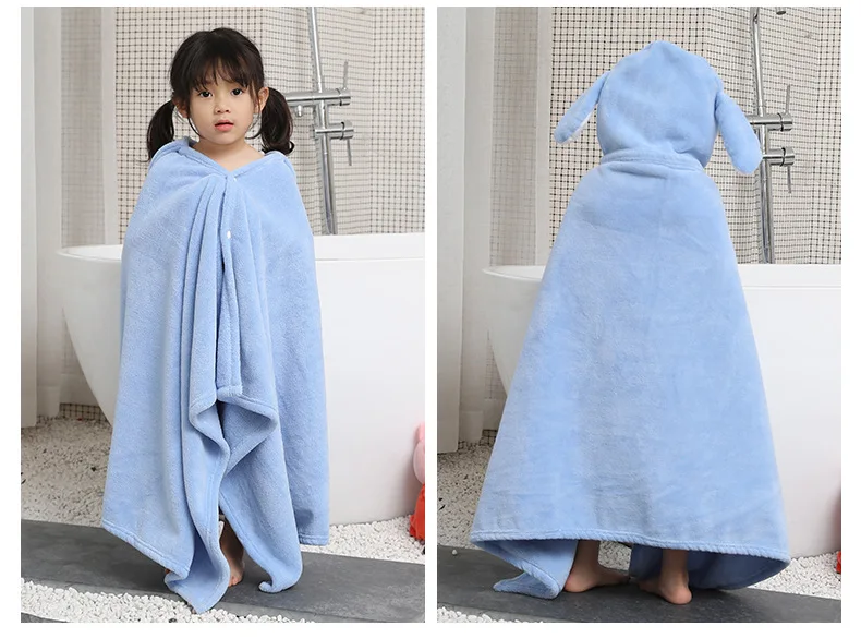 Baby Bathrobe Coral Velvet Hooded Cloak Soft Breatheable Blanket ...