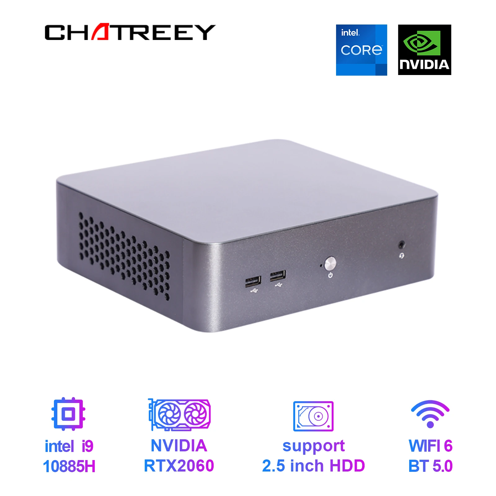 Chaterey G1P Mini PC Intel Core I9 10885H I7 10870H com Nvidia RTX 2060 ...
