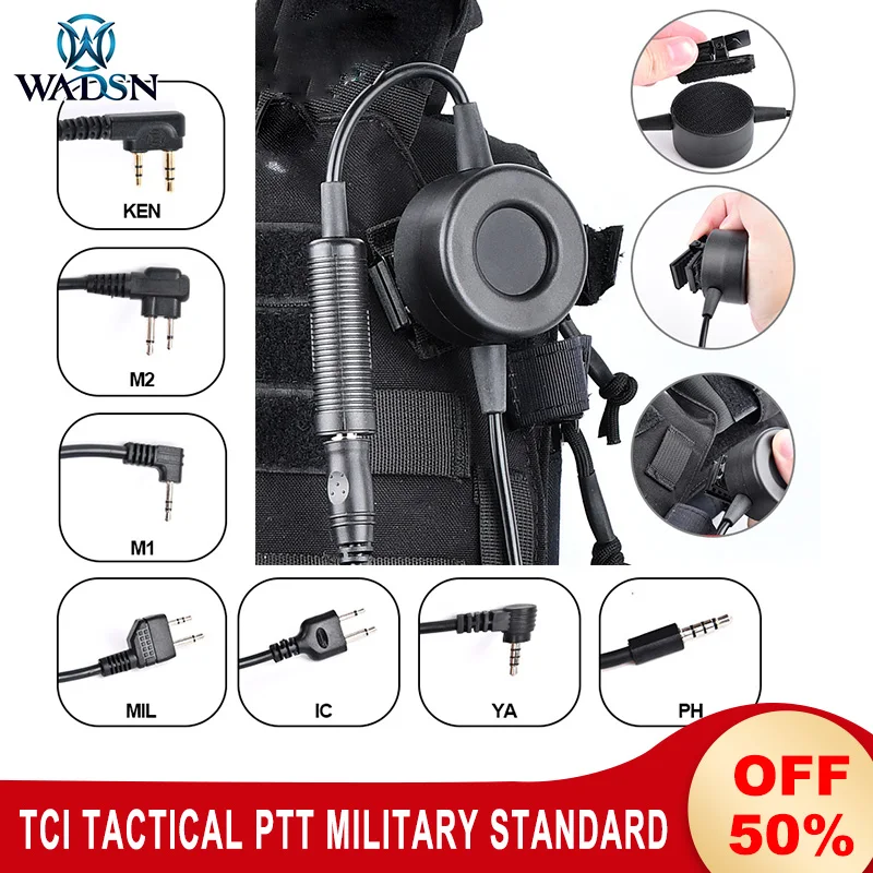 Wadsn-Waterproof-PTT-New-TCI-Tactical-Headset-For-Comtact-MSA-Military ...