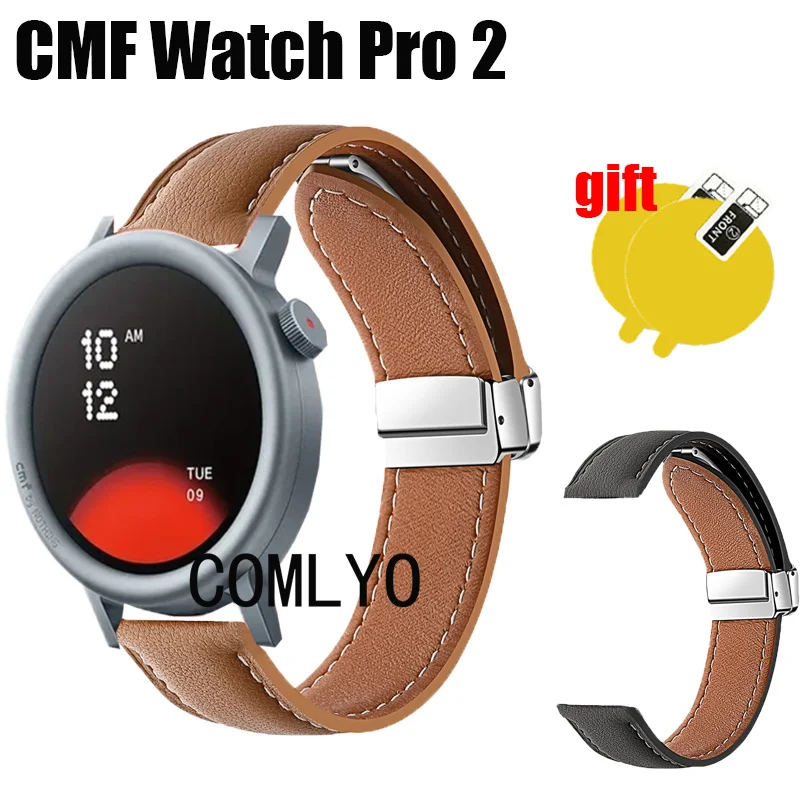 For-CMF-Watch-Pro-2-Strap-Leather-Genuine-Folding-Magnetic-Buckle-Soft ...