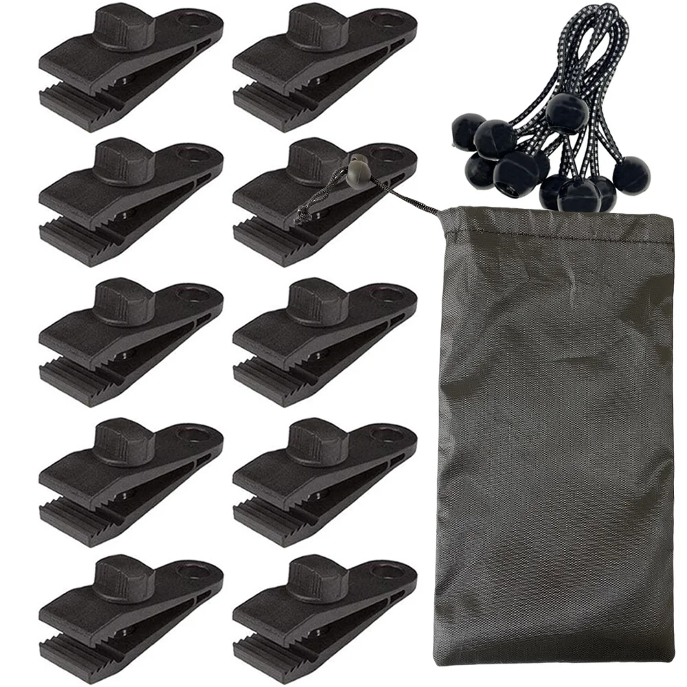 10Pcs Tent Clips 10Pcs Bungee Ropes Balls Outdoor Camping Canopy Awning ...