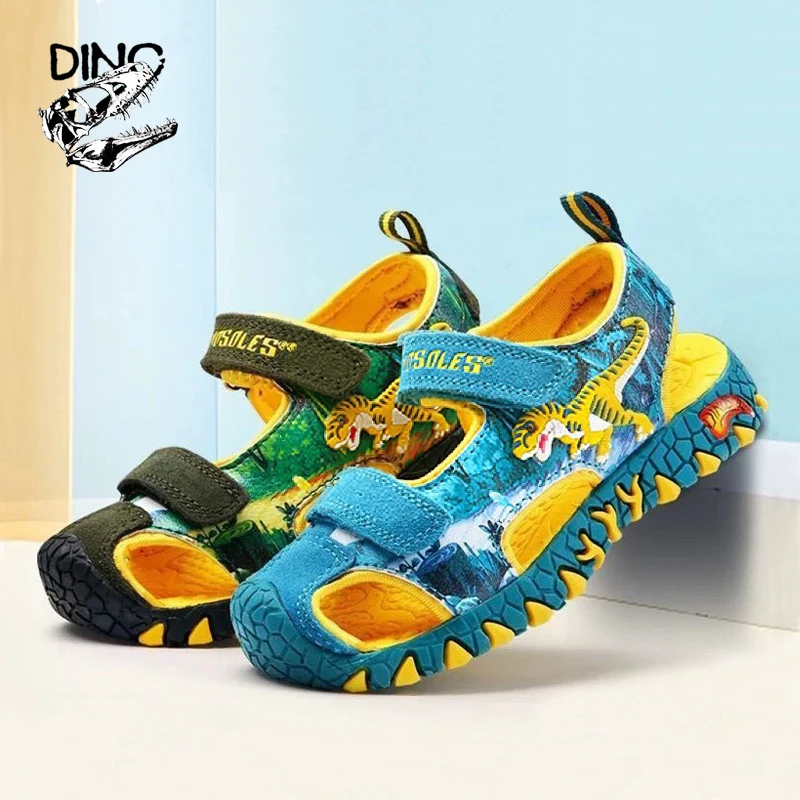 DINO-Children-Sandals-T-REX-3-7Y-Kids-Summer-Beach-Shoes-Leather-Closed ...