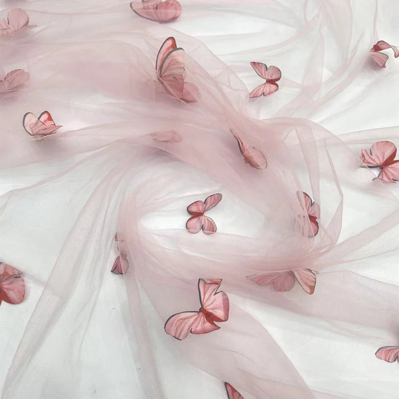 3Yards-140cm-Butterfly-Mesh-Embroidery-Lace-Fabric-Handmade-DIY-Dress ...