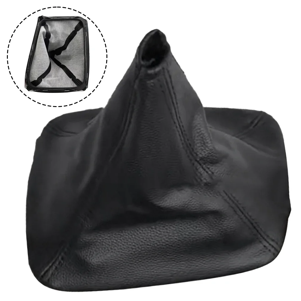 GEAR-SHIFT-KNOB-BOOT-LHD-BLACK-LEATHER-Shift-Sleeve-Square-Shift-Cover ...