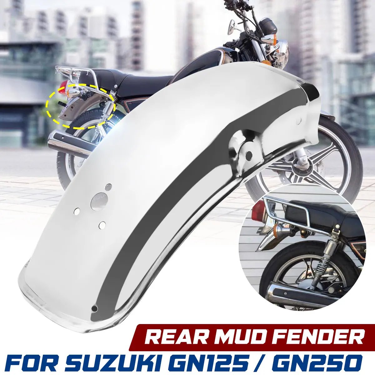 For-Suzuki-GN125-GN250-Motorcycle-Rear-Wheel-Mudguard-Stainless-Steel ...