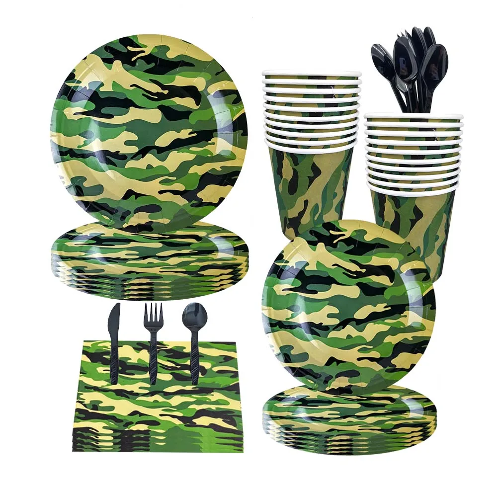 Military-Theme-Disposable-Tableware-Plates-Cups-Napkins-Birthday-Party ...