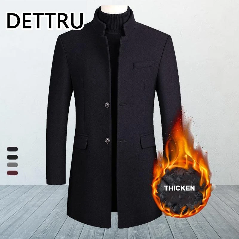 Winter Jackets Men Wool Blends Coats Solid High Quality Streetwear ...