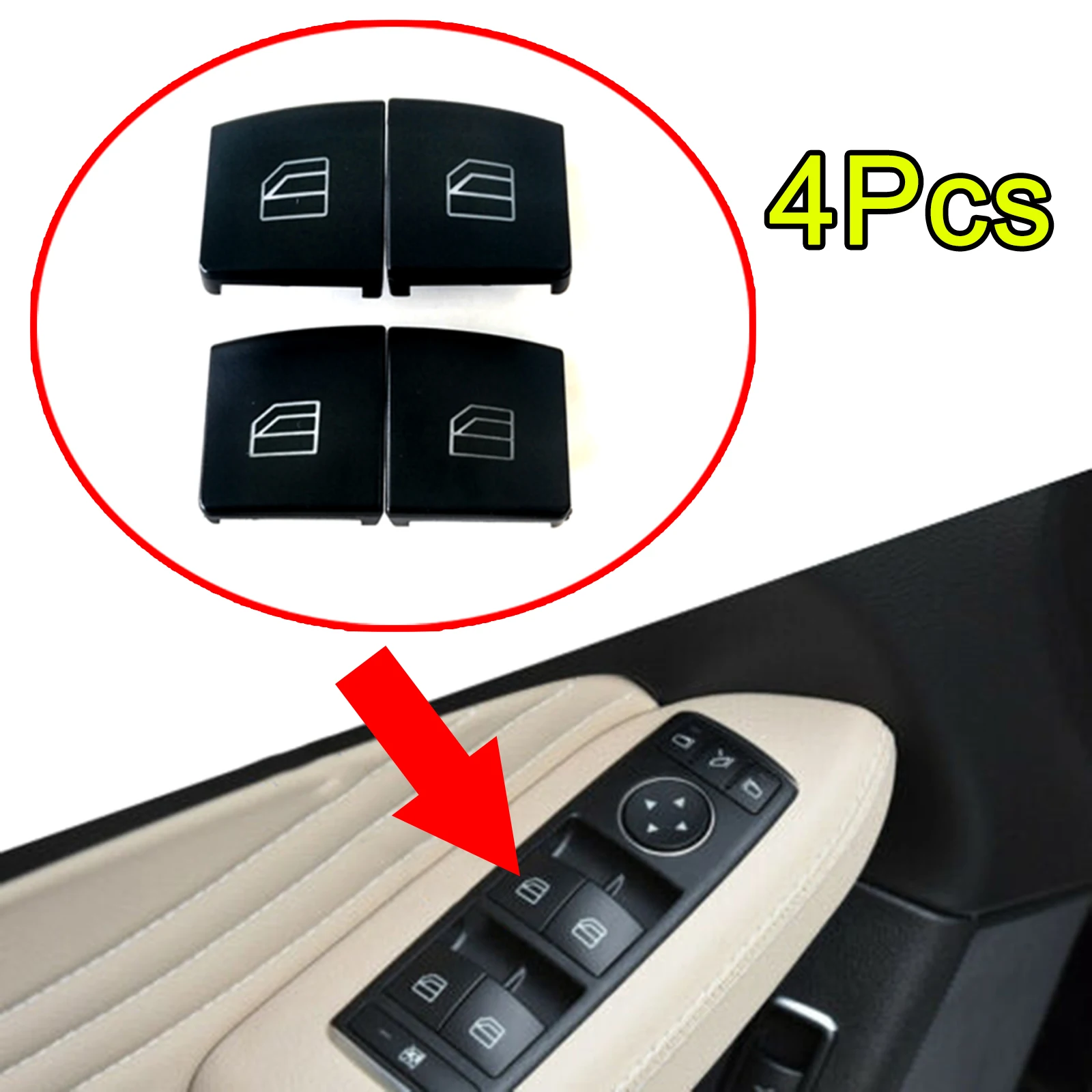 4Pcs-Car-Power-Window-Switch-Button-Cover-For-Mercedes-Benz-W204-C ...