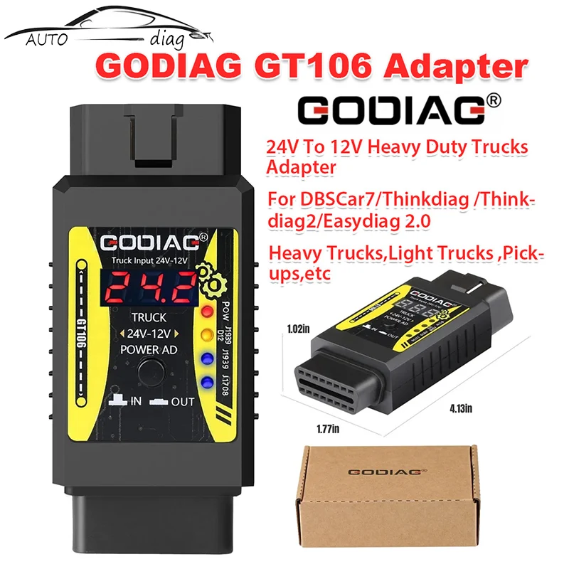 Godiag-GT106-24V-to-12V-Heavy-Duty-Truck-Adapter-for-X431-for-Truck ...