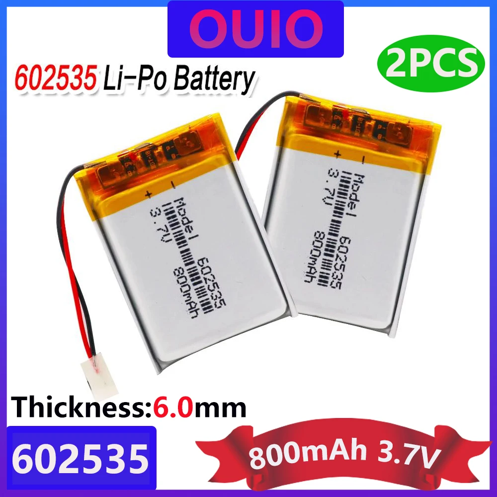 2pcs-3-7V-800mAh-602535-Lithium-Polymer-Li-Po-Li-Ion-Rechargeable ...