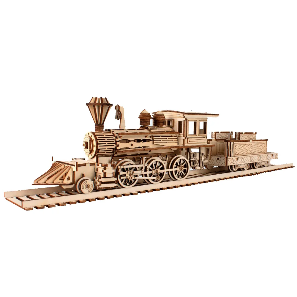 DIY-Wooden-Model-Building-Kits-Classic-Steam-Train-3D-Jigsaw-Puzzle ...