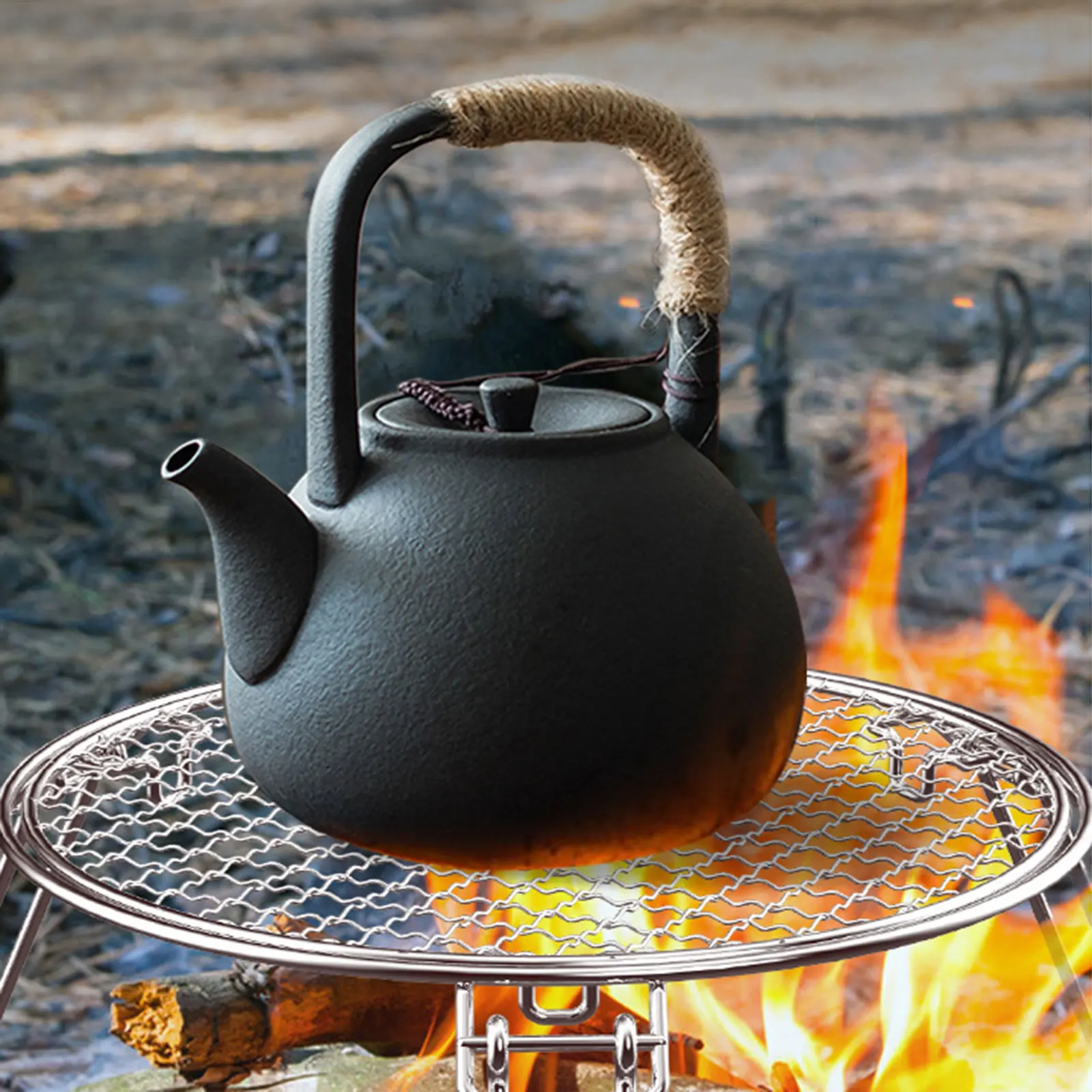 Réchaud,Barbecue rond Portable à 3 pieds, barbecue épais et pliable ...