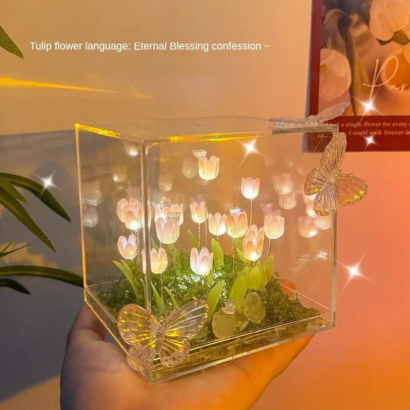 Veilleuse-de-fleur-de-tulipe-artificielle-faite-la-main-lampe-de-chevet ...