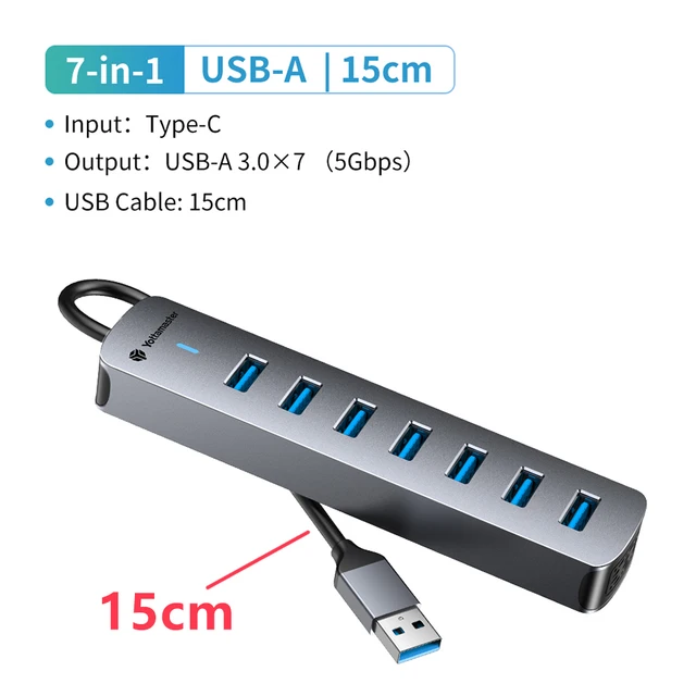 Yottamaster Multiple 7 Ports Docking Station USB HUB Type C Splitter ...