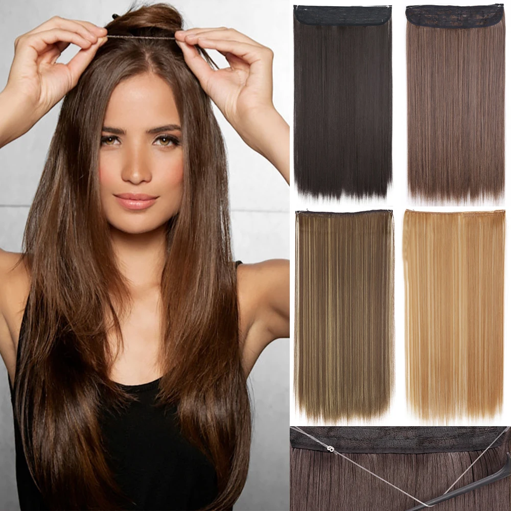 16-22-32-No-Clip-Invisible-Wire-Synthetic-Hair-Extensions-Straight ...