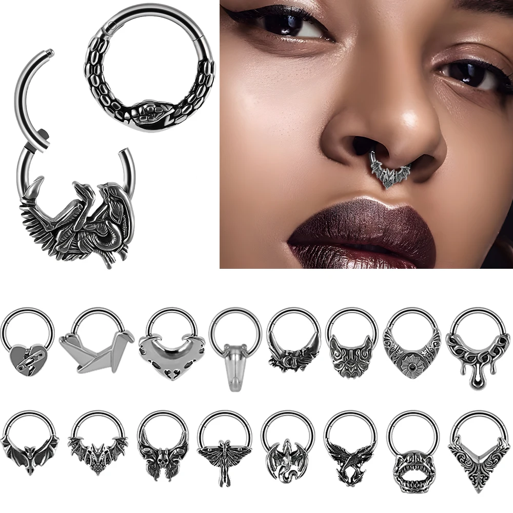 1PC Stainless Steel Butterfly&Bat&Snake Nose Septum Ring 16G Earrings ...