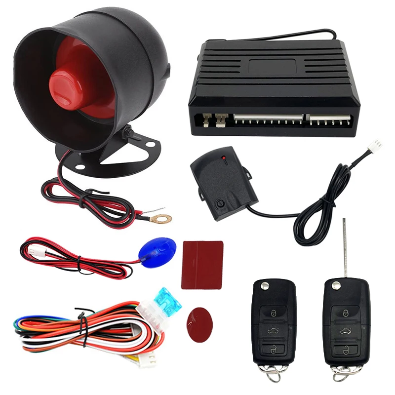 Universal-Car-Alarm-System-Central-2-Key-Remote-Security-Door-Lock-Kit ...