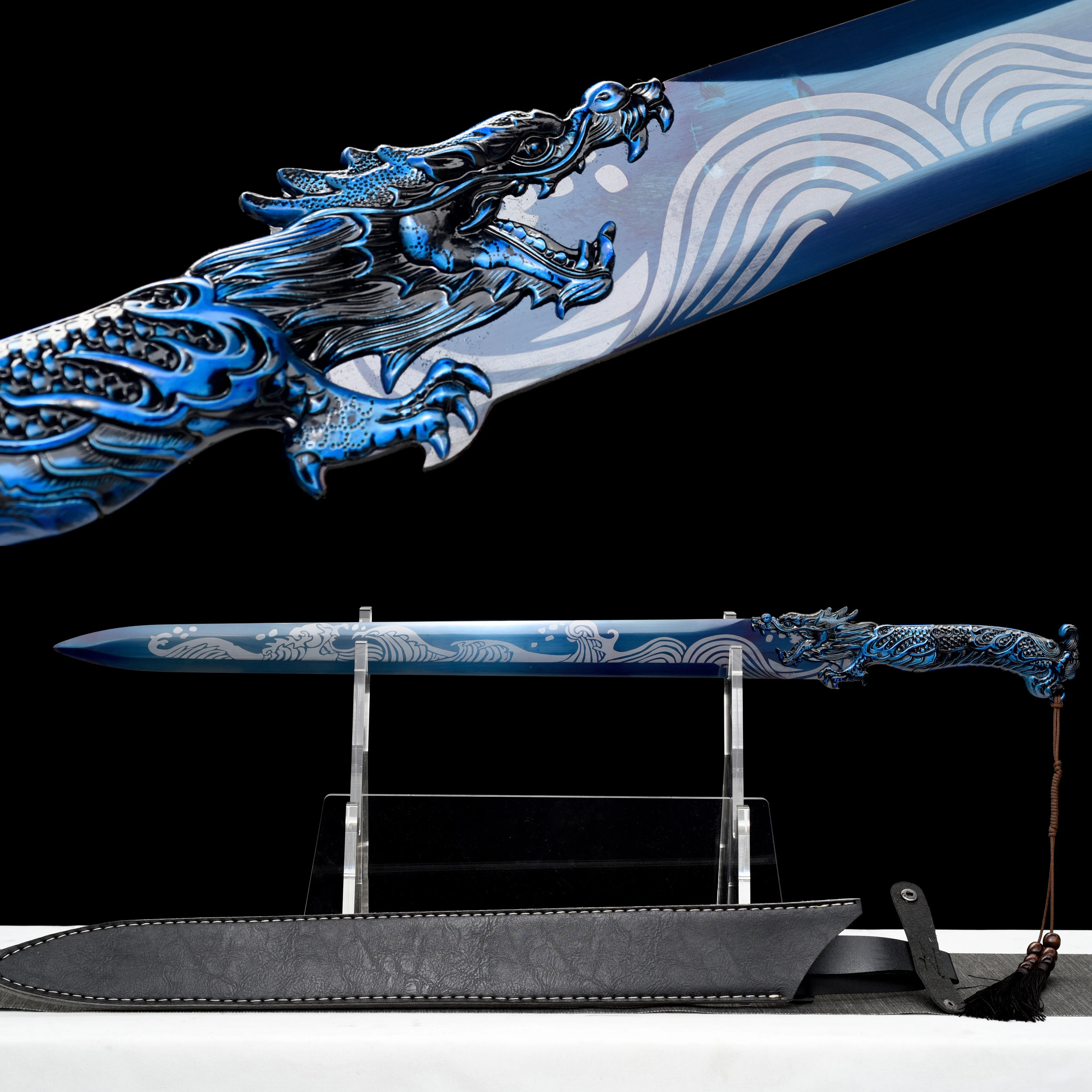 Medieval-Roast-Blue-Dragon-Sword-Water-Ripple-Manganese-steel-True ...