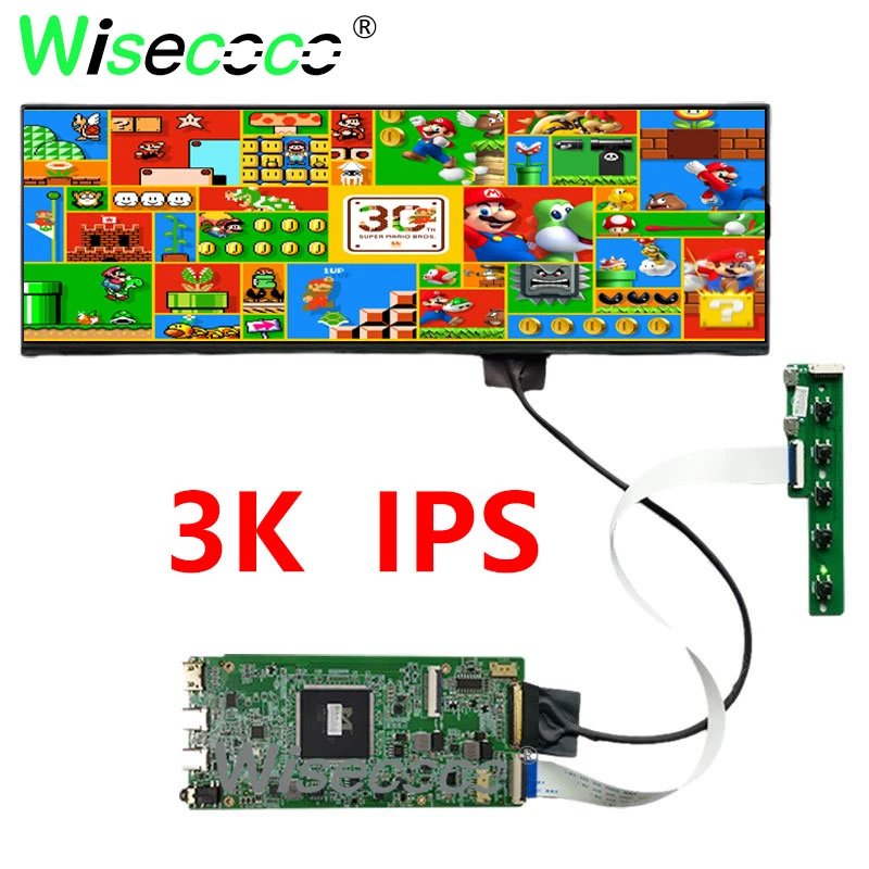 Wisecoco 12.7 Inch 3K Stretched Bar LCD Ultrawide Display 2880x864 IPS Laptop Aida64 Raspberry ...