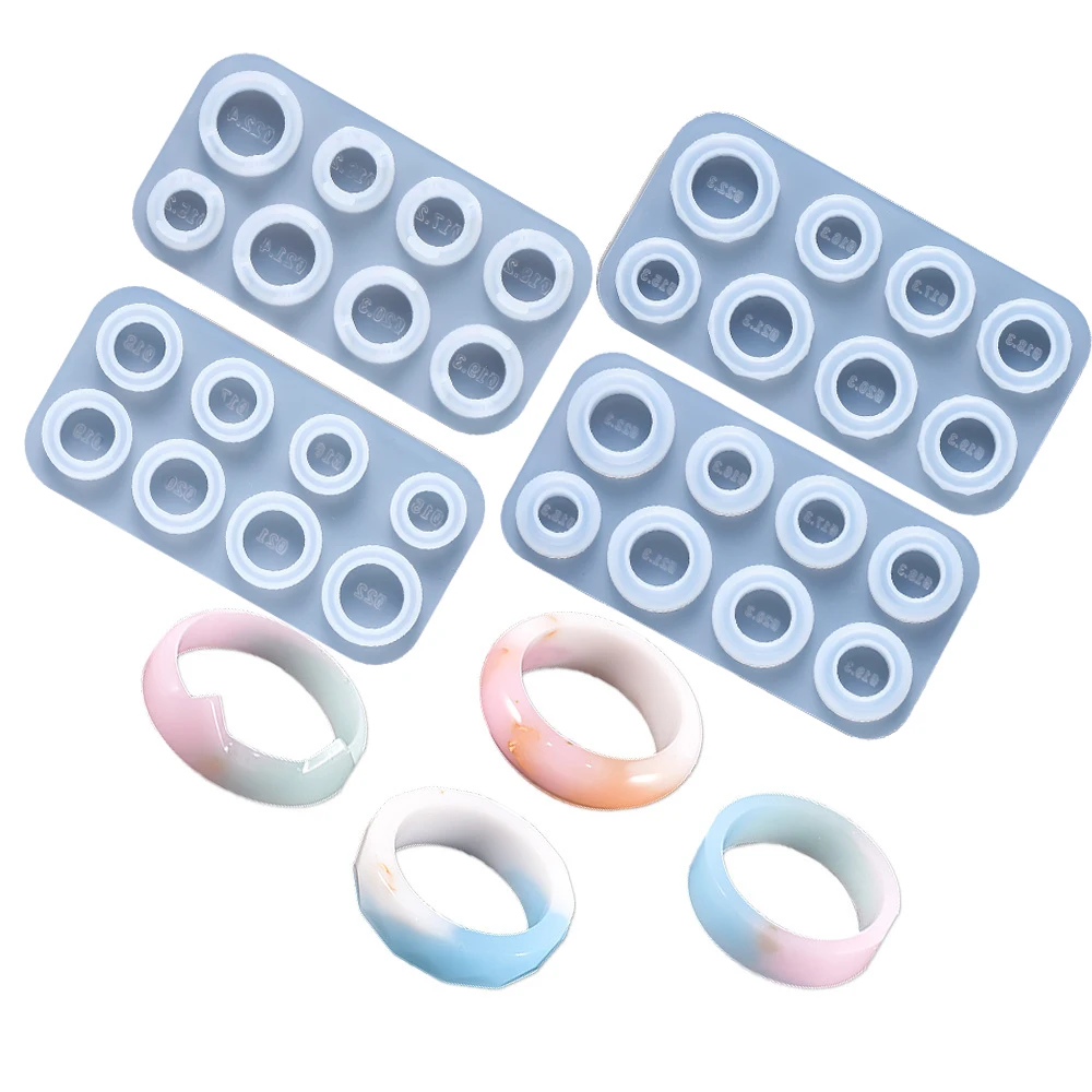 Diy Crystal Flat Rings Epoxy Resin Mold Cat Ear Curved Diamond Dried ...