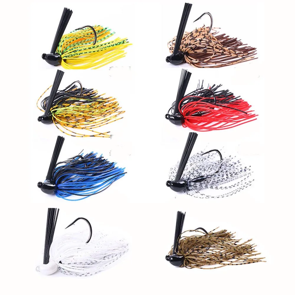 1-piece-Bass-Jig-Fishing-Lure-10g-Silicone-Skirt-Jig-Beard-Fishing ...