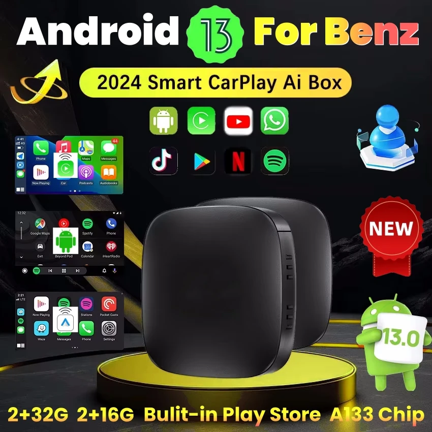 Android 13 Car AI Box Wireless Carplay Adapter Android Auto For Netflix ...