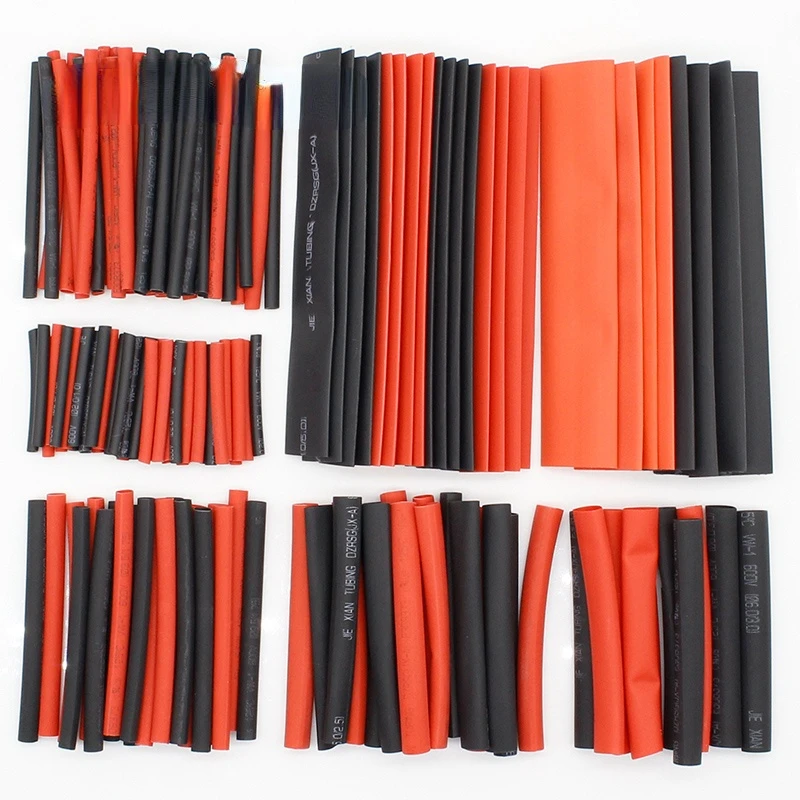 150-PCS-7-28m-Black-And-Red-2-1-Assortment-Heat-Shrink-Tubing-Tube-Car ...