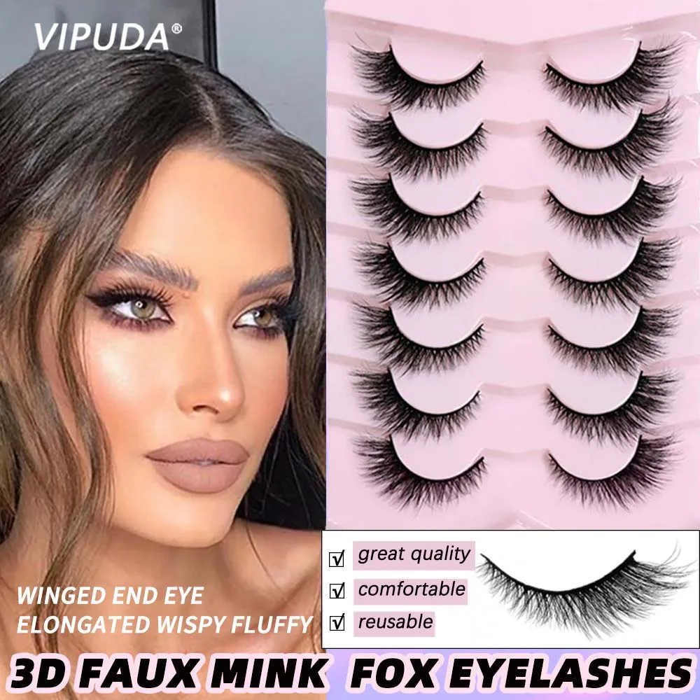 VIPUDA Mink Lashes Cat Eye 7/20Pairs 3D Mink Eyelashes Wing-shaped ...