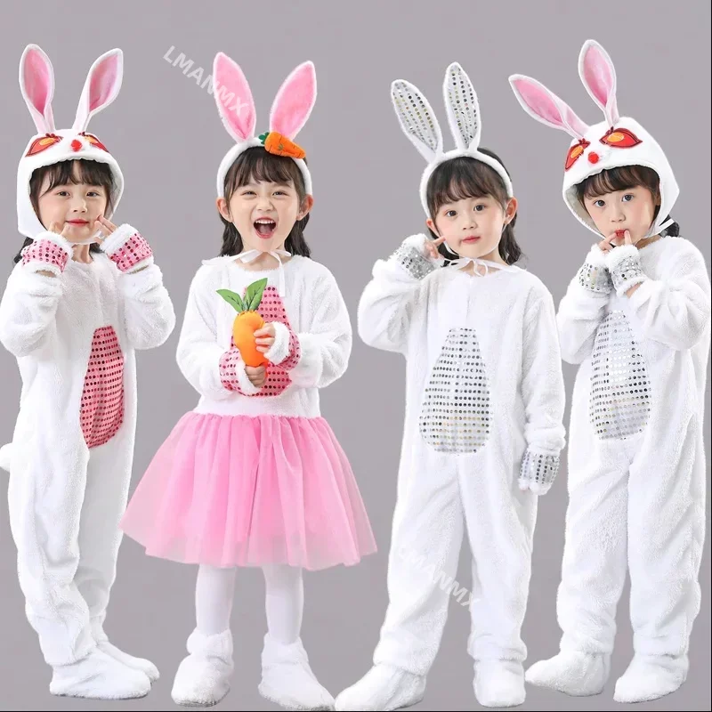 Halloween-Animal-Show-Clothing-White-Rabbit-Cosplay-Costume-Boys-Girls ...