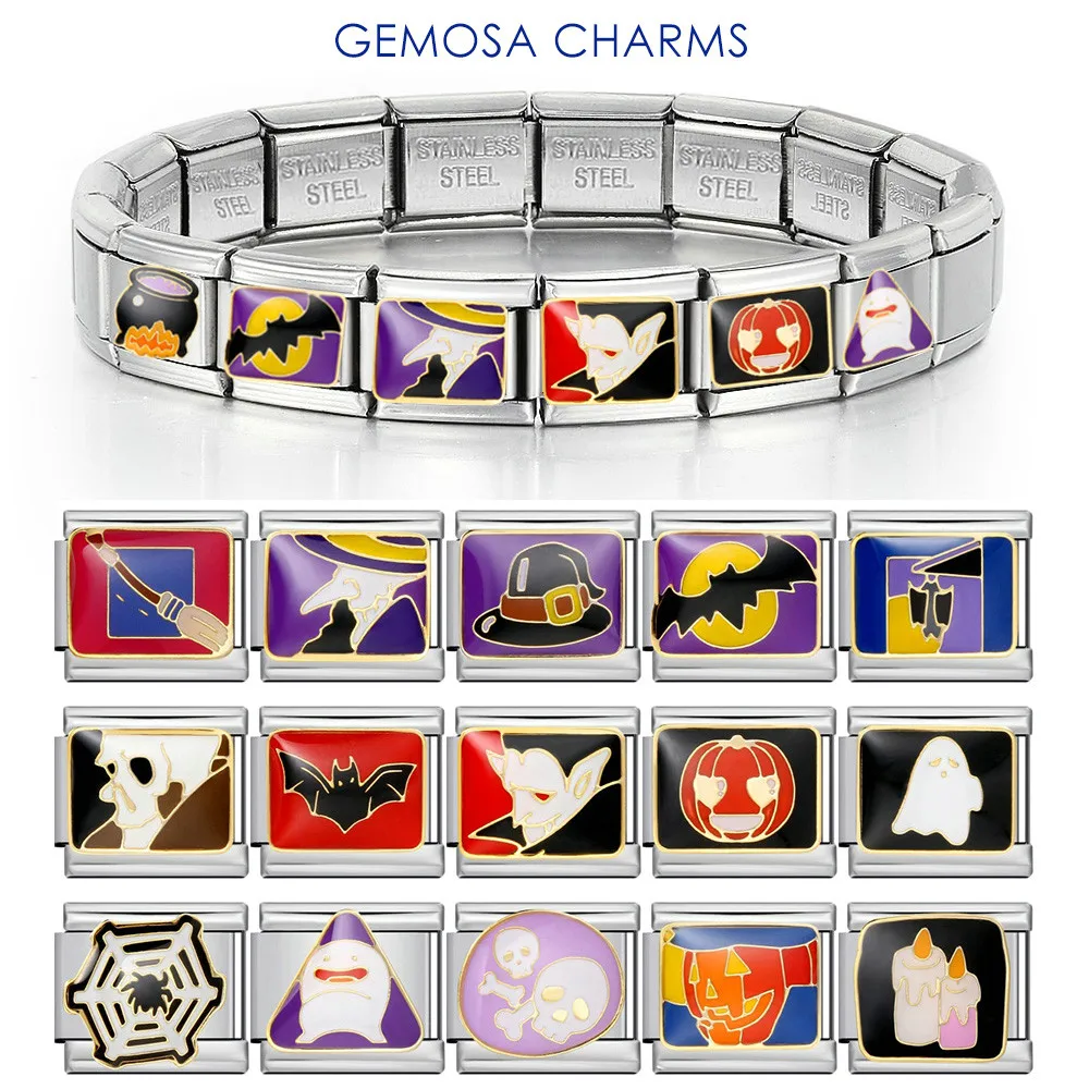 GEMOSA-New-Cartoon-Gothic-Halloween-Vampires-Ghost-Witch-Italian-Link ...