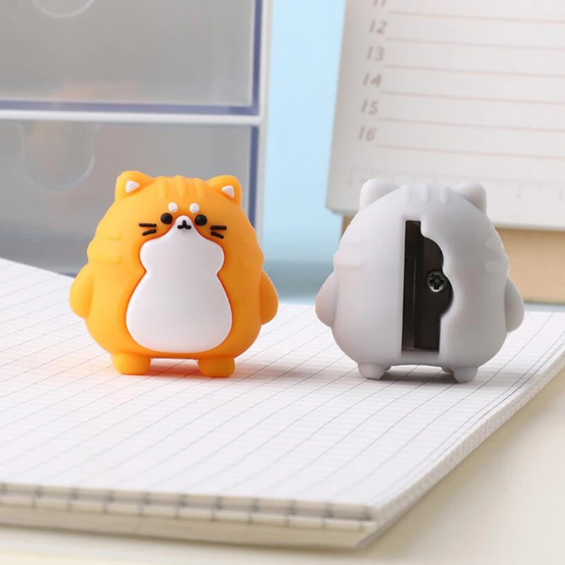 Kawaii Cartoon Cat Pencil Sharpener Silicone Manual Pencil Cutter for ...