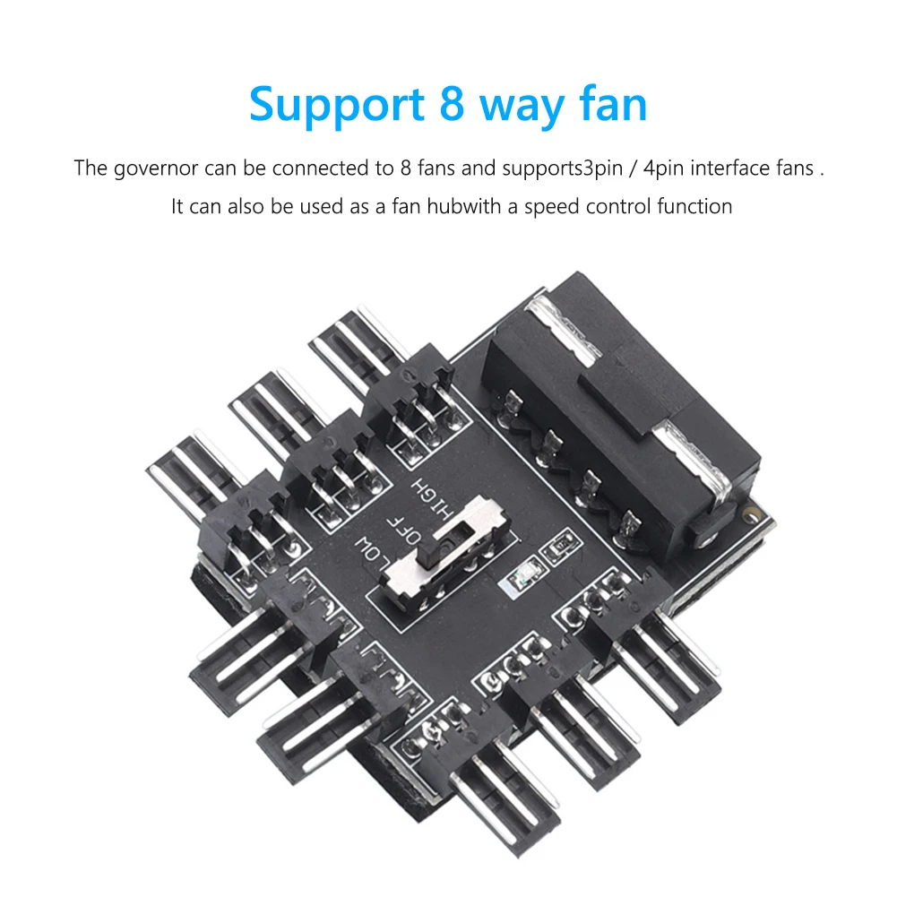 Motherboard SATA/4 Pin 1 to 8 3 Pin PWM Cooler Fan HUB Splitter ...