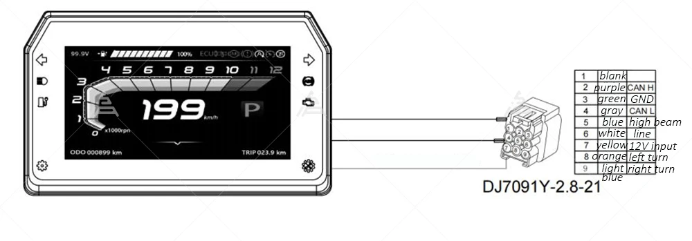 CAN BUS Display Adjustable 5 inch TFT T15 Speedometer