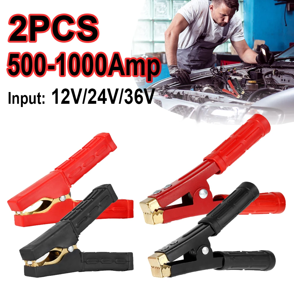 2Pcs-500-1000Amp-Car-Battery-Clamp-Heavy-Duty-Copper-Battery-Alligator ...