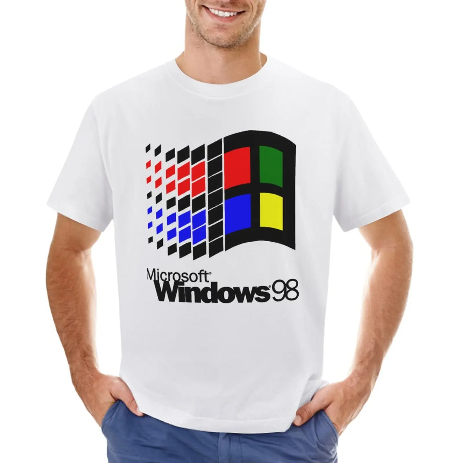 Microsoft Windows 98 T-Shirt boys animal print quick drying summer tops korean fashion men ...