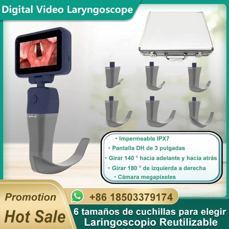 Anesthesia-Digital-Video-Laryngoscope-Color-Screen-6-sizes-Reusable ...