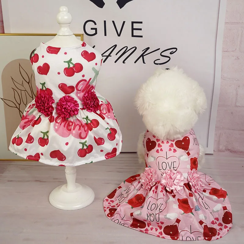 Pet-Dress-Dog-Clothes-Summer-Rose-Dress-Cherry-Top-Teddy-Pomeranian ...