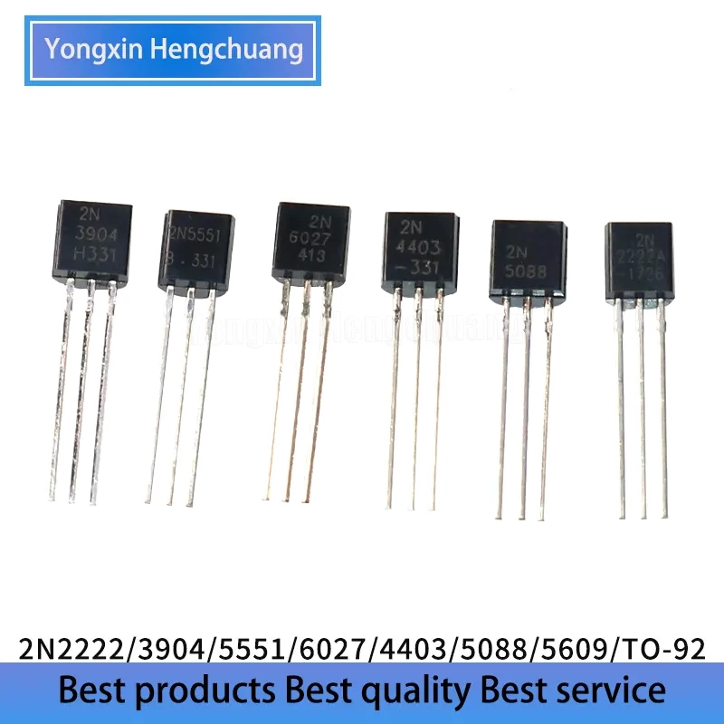 50PCS-2N2222-2N3904-2N5551-2N6027-2N4403-2N5088-2N5609-TO-92-straight ...