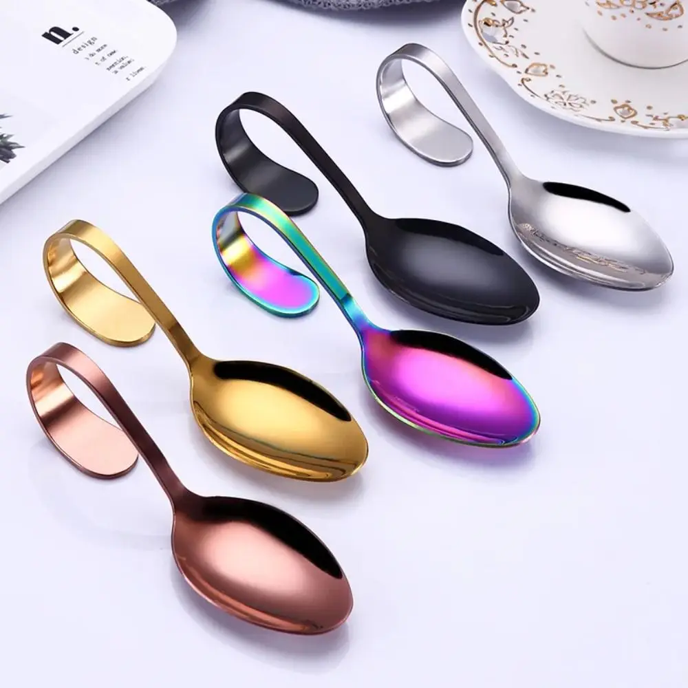 Creative Stainless Steel Standable Curved Handle Spoon Pointed/Oval ...