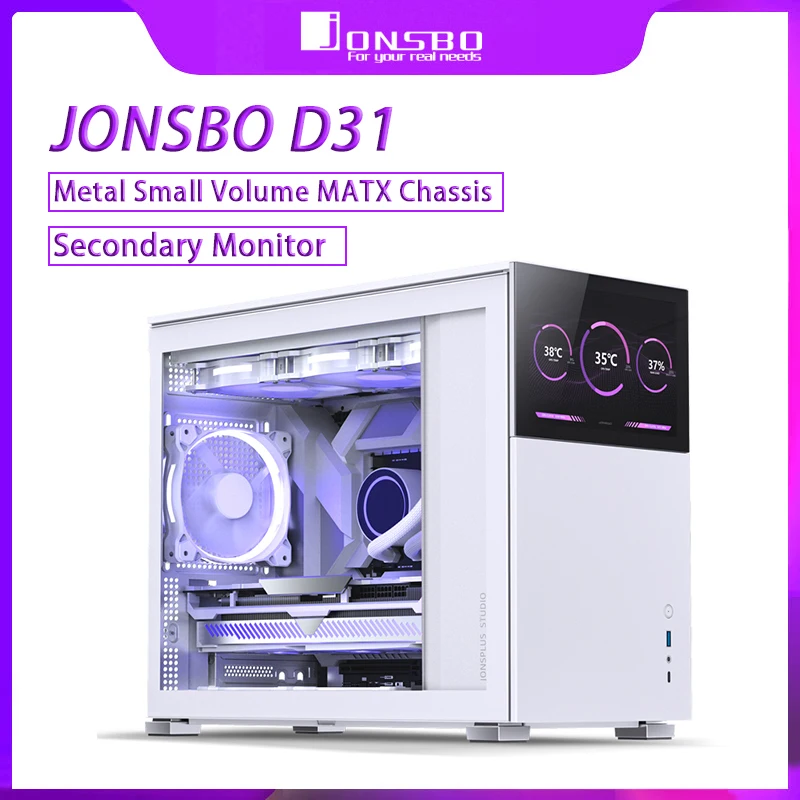 JONSBO D31 MATX 케이스, 전면 투명 ITX DTX 3 하드 디스크 위치, 핫 스왑 가능 컴퓨터 케이스, LCD 보조 화면