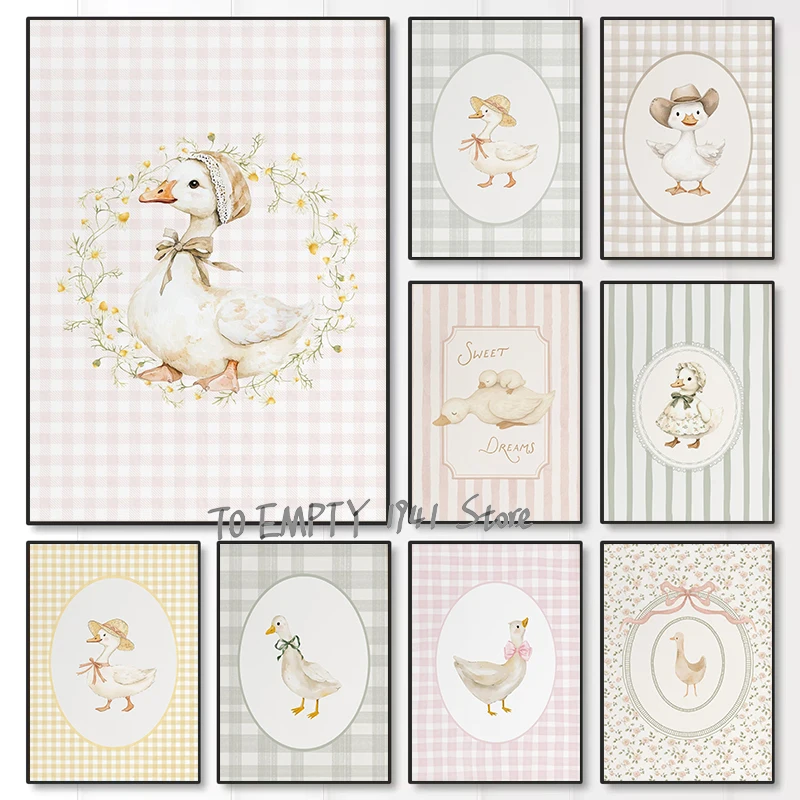 Silly Little Goose Nursery Duck Gingham Farm Animal Goose Duck Baby ...