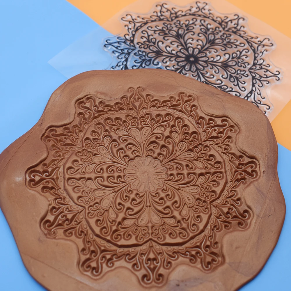 9cm-ROSE-Mandala-Polymer-Clay-Texture-Sheets-Stamp-Pottery-Transfer ...