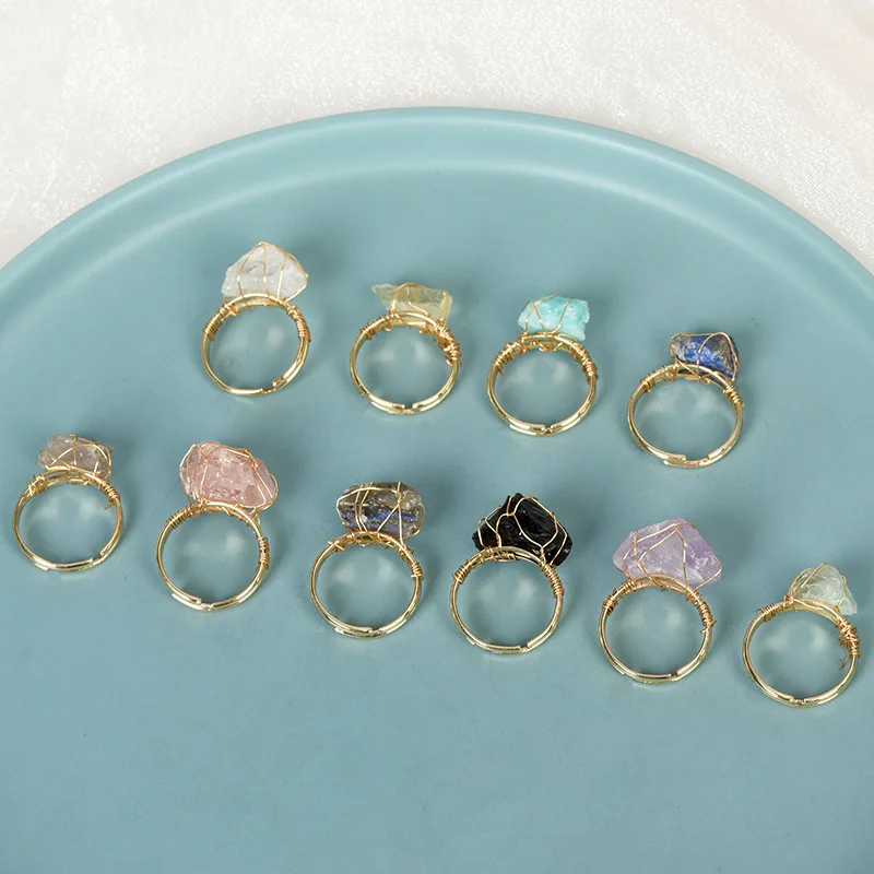 Meetvii-Irregular-Natural-Stone-Rings-For-Women-Men-Wire-Wrapped ...