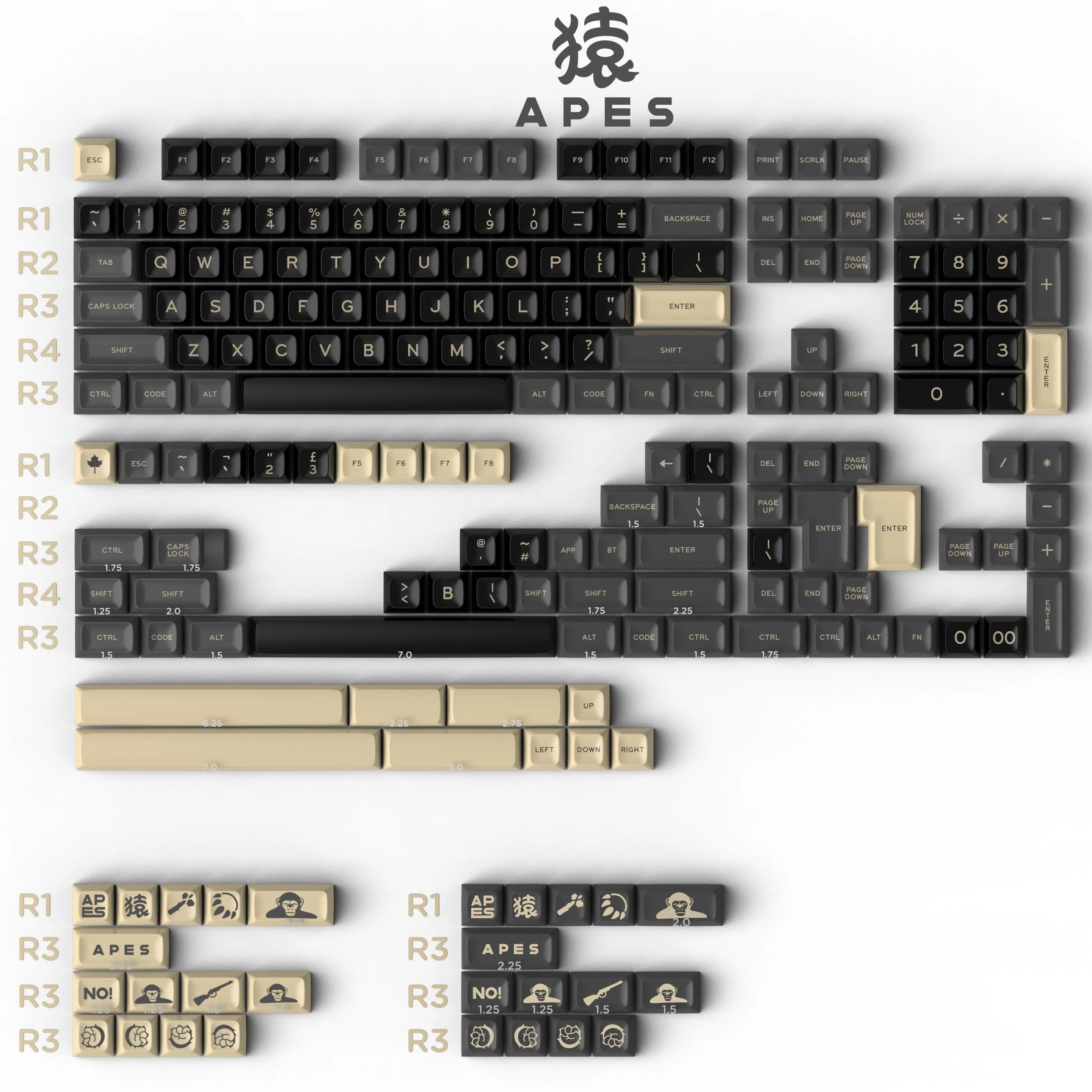 GMKY-AFSA-APES-KEYCAP-ABS-DOUBLE-SHOT-Keycap-para-Cherry-MX-switch ...