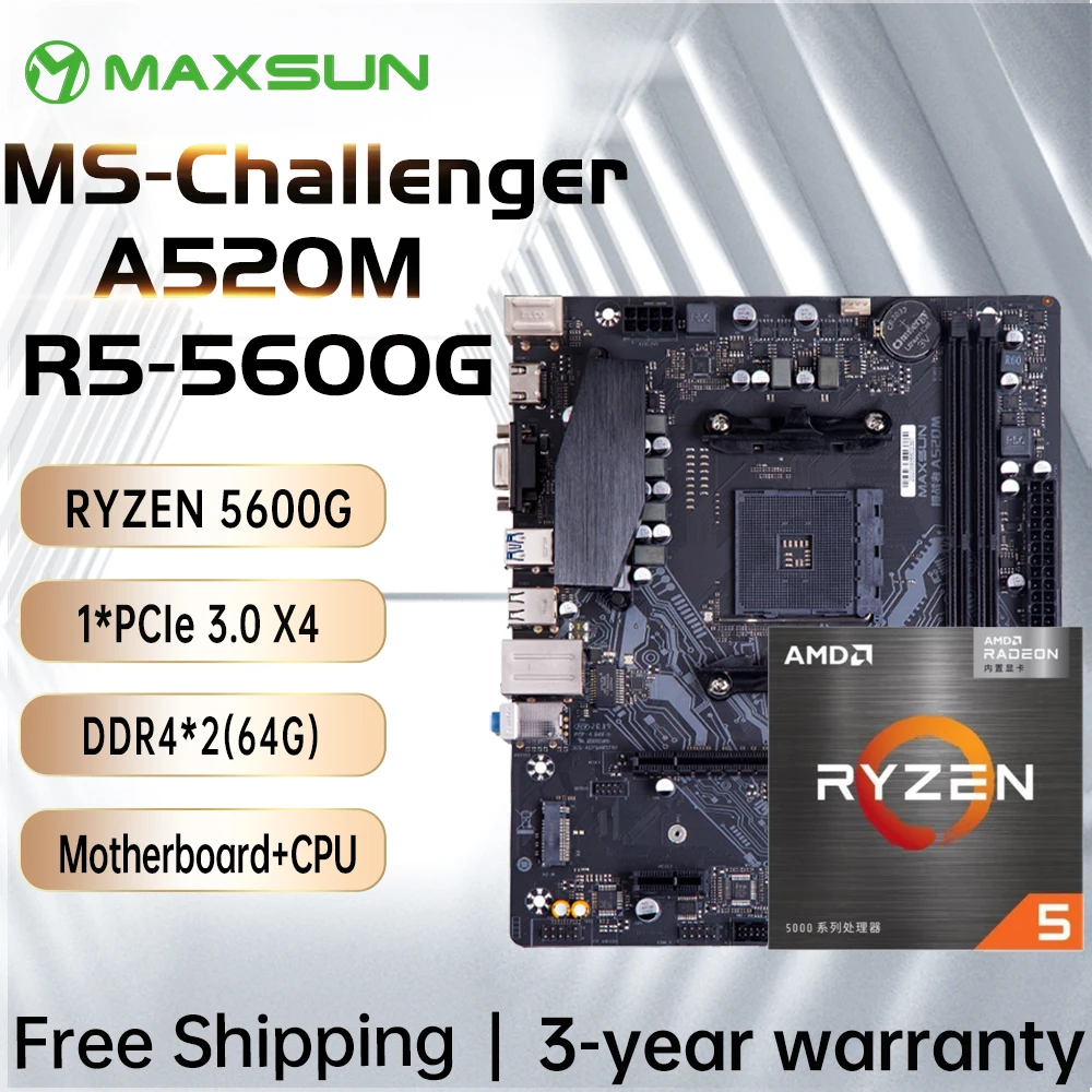 MAXSUN Gaming Motherboard Combo A520M CPU AMD Ryzen5 5600G [New but ...